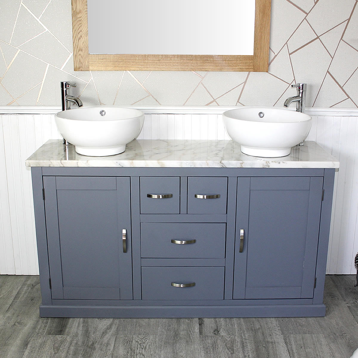 White Marble Top Ceramic Basin Unit 603GWMCBC - Bathrooms & More Store